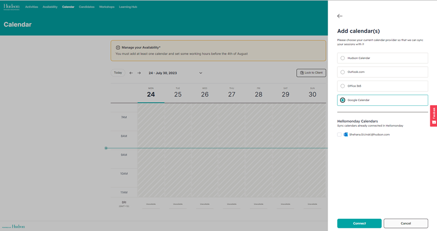 How do I synchronise my calendars and set my availability on the JA ...